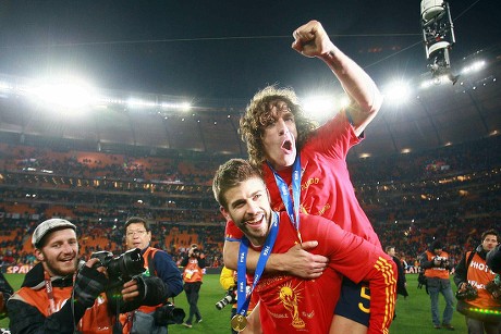 Carles Puyol Gerard Pique Spain Celebrate Editorial Stock Photo - Stock ...