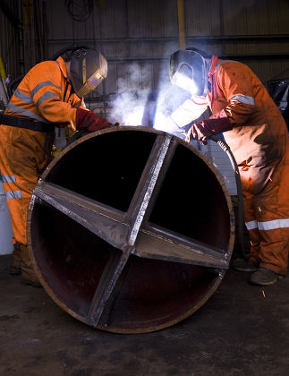 Employee Offshore Waterman Welds Two Pieces Editorial Stock Photo ...
