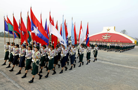 Female Myanmar Military Soldiers March During Editorial Stock Photo ...
