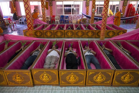 Thai Devotees Lie Inside Coffins Buddhist Editorial Stock Photo - Stock ...