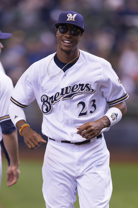 Milwaukee Brewers Center Fielder Keon Broxton Editorial Stock Photo ...