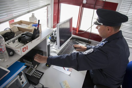 Hungarian Border Police Officer Scans Travel Editorial Stock Photo ...