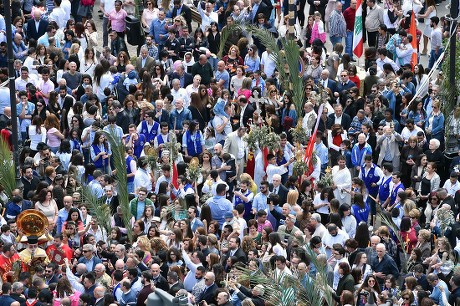 Lebanese Christians Carry Candles Tree Branches Editorial Stock Photo ...