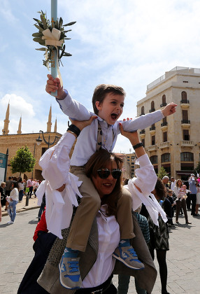 Lebanese Orthodox Christians Celebrate Traditional Palm Editorial Stock ...