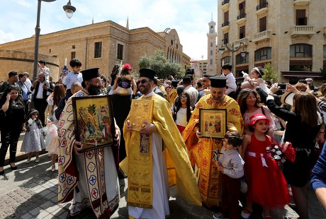Lebanese Orthodox Christians Celebrate Traditional Palm Editorial Stock ...
