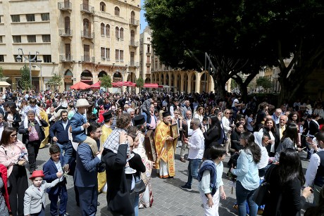 Lebanese Orthodox Christians Celebrate Traditional Palm Editorial Stock ...