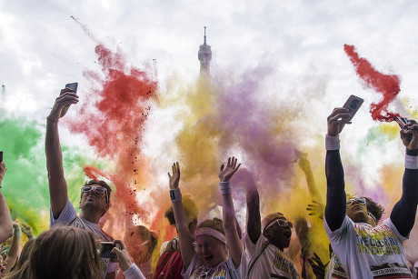 People Throw Colourful Chalk Powder Air Editorial Stock Photo - Stock ...