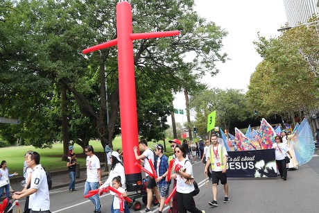 Large Red Inflatable Cross Wheeled Along Editorial Stock Photo - Stock ...