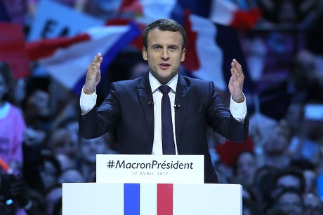 Emmanuel Macron campaign rally in Paris, France - 17 Apr 2017 Stock ...