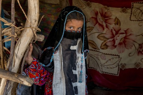 Veiled Young Girl Inside Tent Rashaida Editorial Stock Photo - Stock ...
