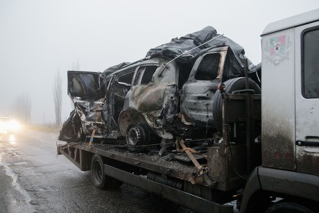 Tow Truck Moves Osce Car Damaged Editorial Stock Photo - Stock Image ...