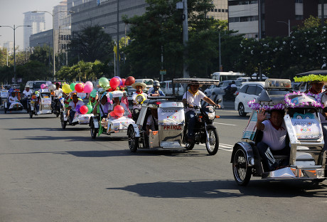 Filipino Residents Riding On Threewheeled Motorcycles Editorial Stock ...
