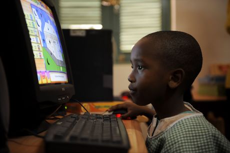 Young Boy Using Computer School Dakar Editorial Stock Photo - Stock ...