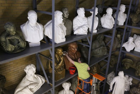 Museum Officer Cleans Busts During Cleaning Editorial Stock Photo ...