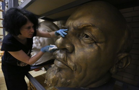 Museum Officer Cleans Busts Former Soviet Editorial Stock Photo - Stock ...