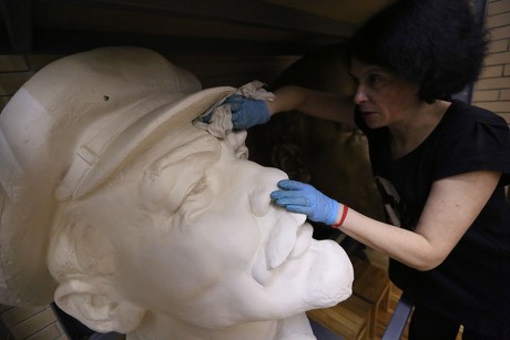 Museum Officer Cleans Busts Former Soviet Editorial Stock Photo - Stock ...