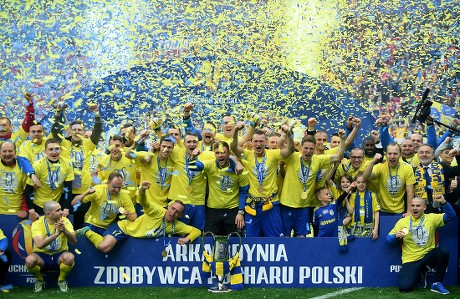 Arka Gdynias Players Celebrate Trophy After Editorial Stock Photo ...