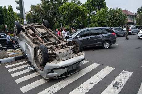 Car Overturned By Collision Involving Two Editorial Stock Photo - Stock ...