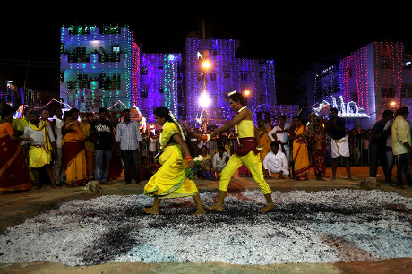 Indian Hindu Devotees Walk Barefoot On Editorial Stock Photo - Stock ...
