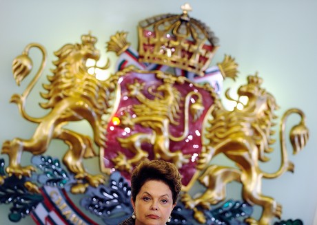 Brazils President Dilma Rousseff Poses Front Editorial Stock Photo ...