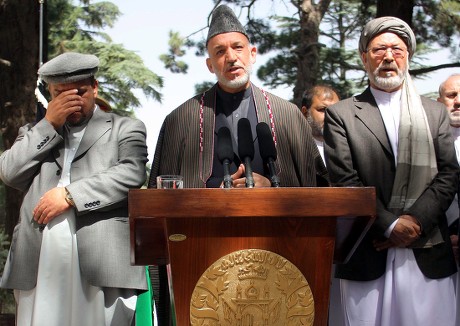 Afghanistans President Hamid Karzai C Stands Editorial Stock Photo ...