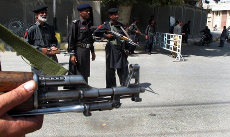 Pakistani Security Officials Stand Guard Roadside Editorial Stock Photo ...
