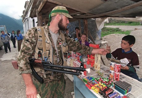 Chechnya Russian Federation Chechen Fighter Presents Editorial Stock ...