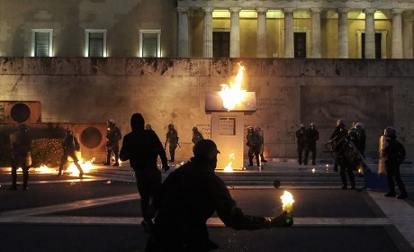 Petrol Bombs Explode Amongst Riot Police Editorial Stock Photo - Stock ...