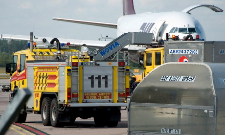Two Fire Trucks Front Dhl Airbus Editorial Stock Photo - Stock Image ...