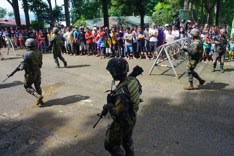 Filipino Villagers View Patroling Soldiers Following Editorial Stock ...