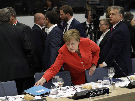 German Chancellor Angela Merkel C During Editorial Stock Photo - Stock ...