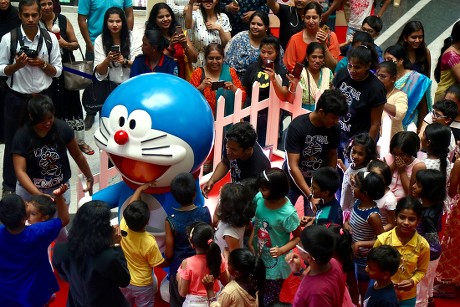 Children Surround Doraemon Cartoon Character During Editorial Stock ...