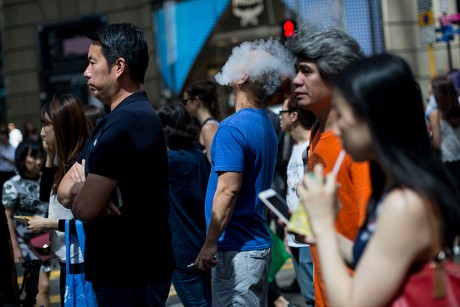 Man Blows Smoke Electronic Cigarette Central Editorial Stock Photo ...