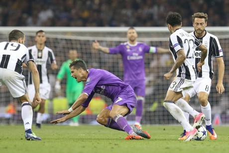 Real Madrid Forward Cristiano Ronaldo Fouled Editorial Stock Photo ...