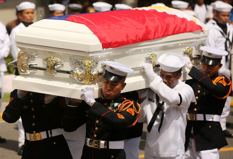 Filipino Marine Soldiers Carry Flag Draped Editorial Stock Photo ...