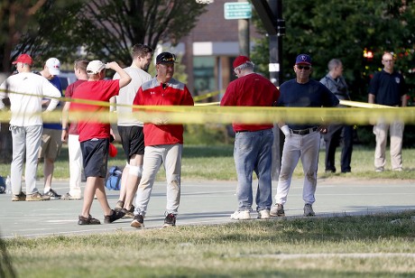 People Stand Near Scene Shooting Practice Editorial Stock Photo - Stock ...