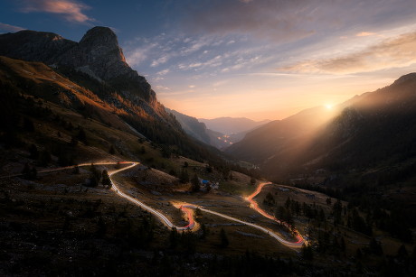 Vehicle Headlights Illuminate Remote Dark Hillside Editorial Stock ...
