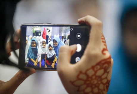 Myanmar Muslim Girls Seen On Phone Editorial Stock Photo - Stock Image ...