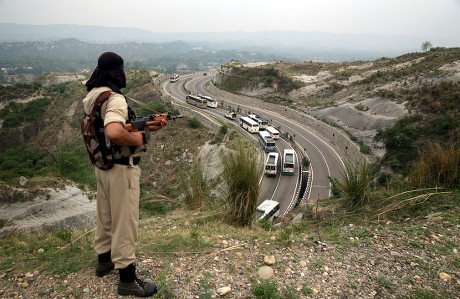 Indian Paramilitary Soldier Stands Guard Along Editorial Stock Photo ...