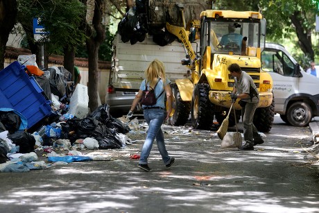 Greek Cleaning Workers Transport Waste Garbage Editorial Stock Photo ...