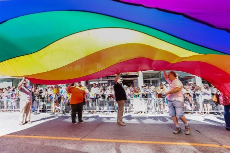 Under Giant Rainbow Flag Watching Four Editorial Stock Photo - Stock ...