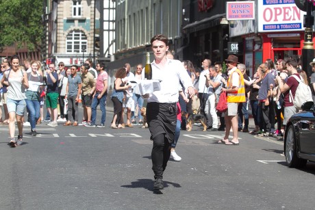 Waiters Run Around Streets Soho Carrying Editorial Stock Photo - Stock ...