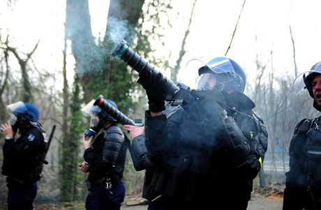 Anti Riot Police Shoot Tear Gas Editorial Stock Photo - Stock Image ...