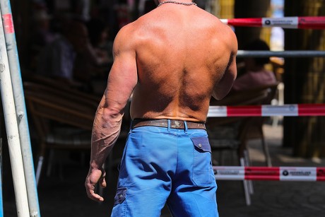 Construction Worker Shows His Muscles Near Editorial Stock Photo ...