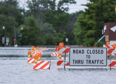 Road Signs Warn High Water Flooded Editorial Stock Photo - Stock Image ...