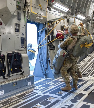 Paratroopers Prepare Jump While Onboard Us Editorial Stock Photo ...