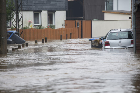 Massive flooding after continuous rain in Silstedt near Wernigerode ...