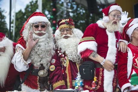 People Costumed Santas Eat Birthday Cakes Editorial Stock Photo - Stock ...