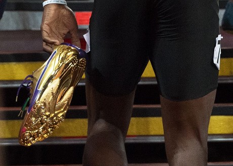 Usain Bolt His Gold Running Shoes Editorial Stock Photo - Stock Image ...