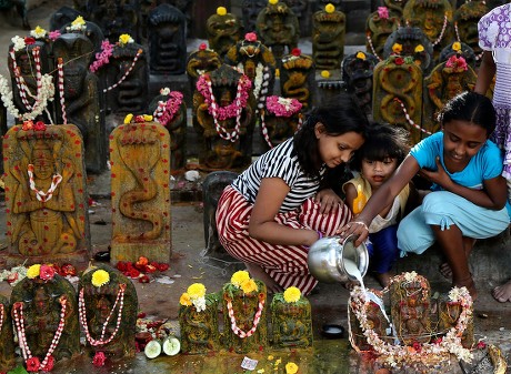 Indian Hindu Devotees Pour Milk Onto Editorial Stock Photo - Stock ...